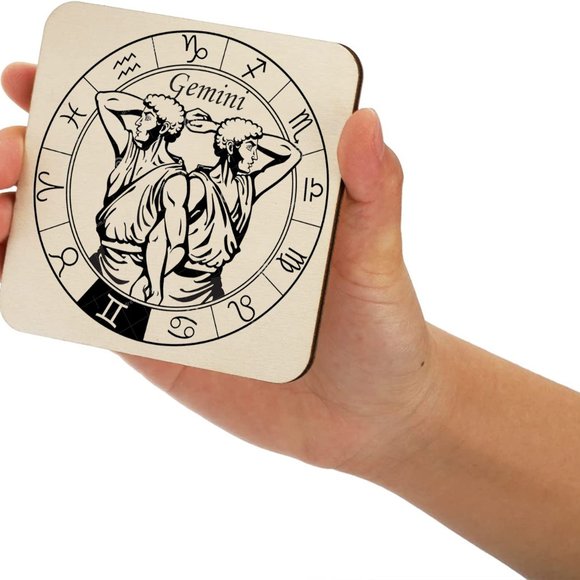SOUVENRS | Art | Laser Engraving On Wood Souvenirs Gemini Sodiacal Sign ...